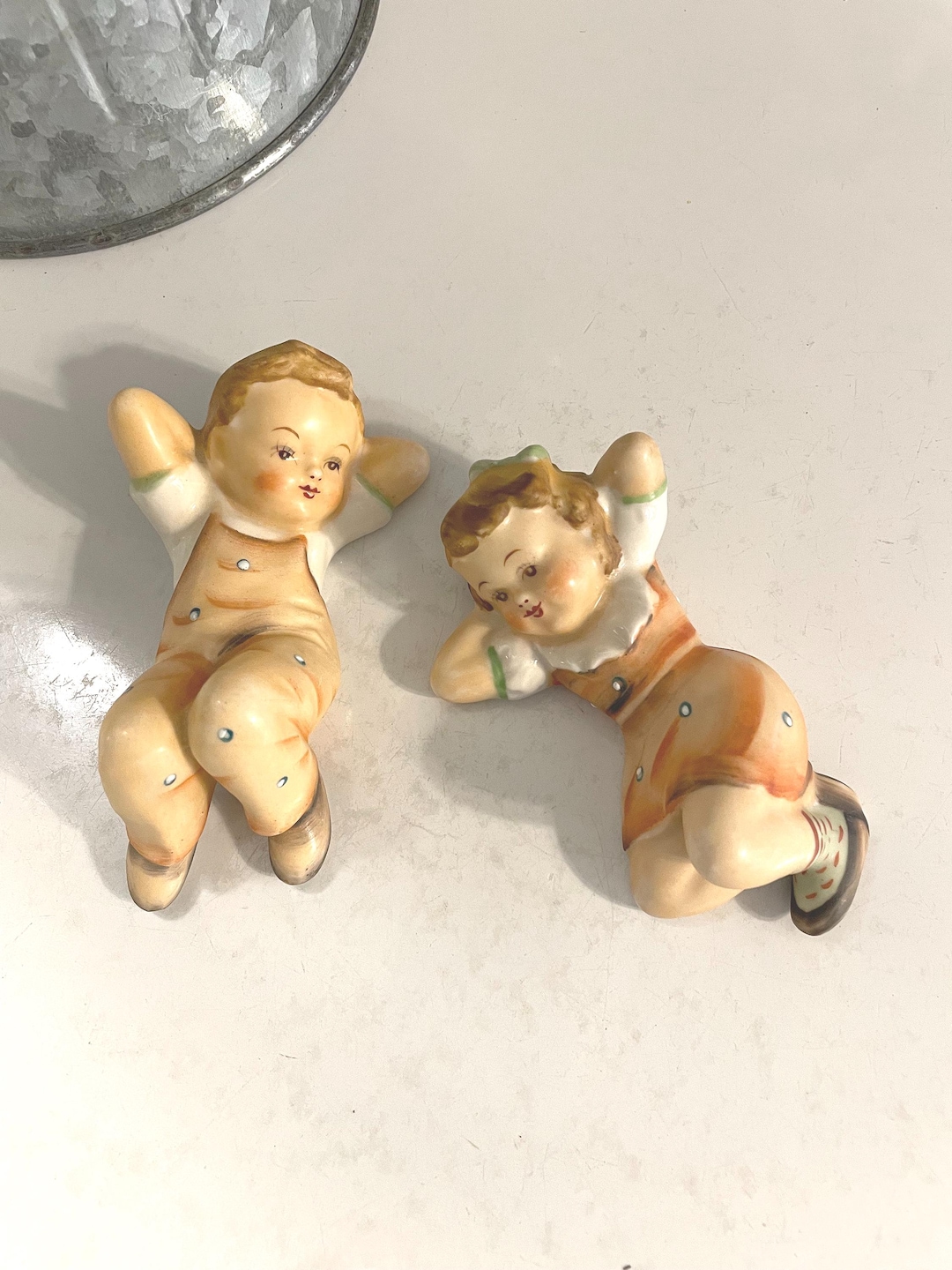 Maruri Japan Set of Two Porcelain Kids Figures a Girl and Boy Laying on ...