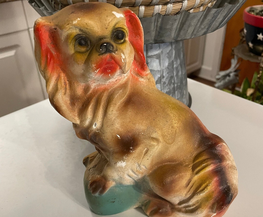 Chalkware Dog Figure 7.5-inch-tall Brown Red Green Black - Etsy