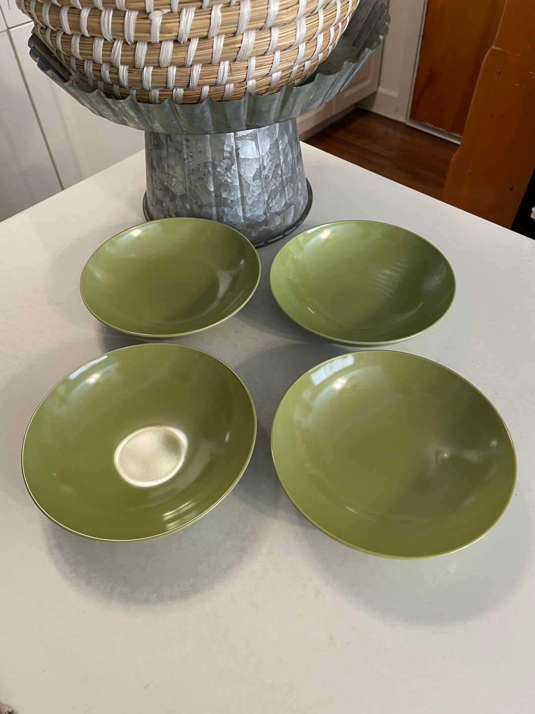 Vintage Oneida Avocado Green Melamine Cereal Bowls 6x1.2-inch OD Mark ...
