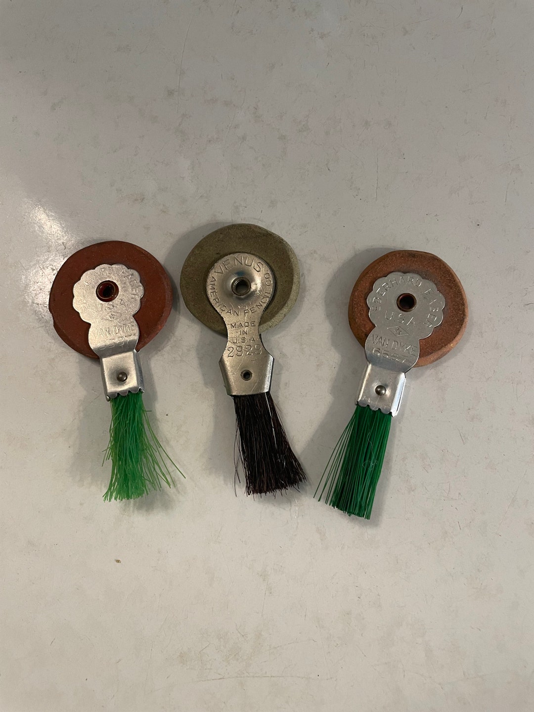 Vintage Pair Eberhard Faber Circle Erasers With Whisk Brush Ends Van ...