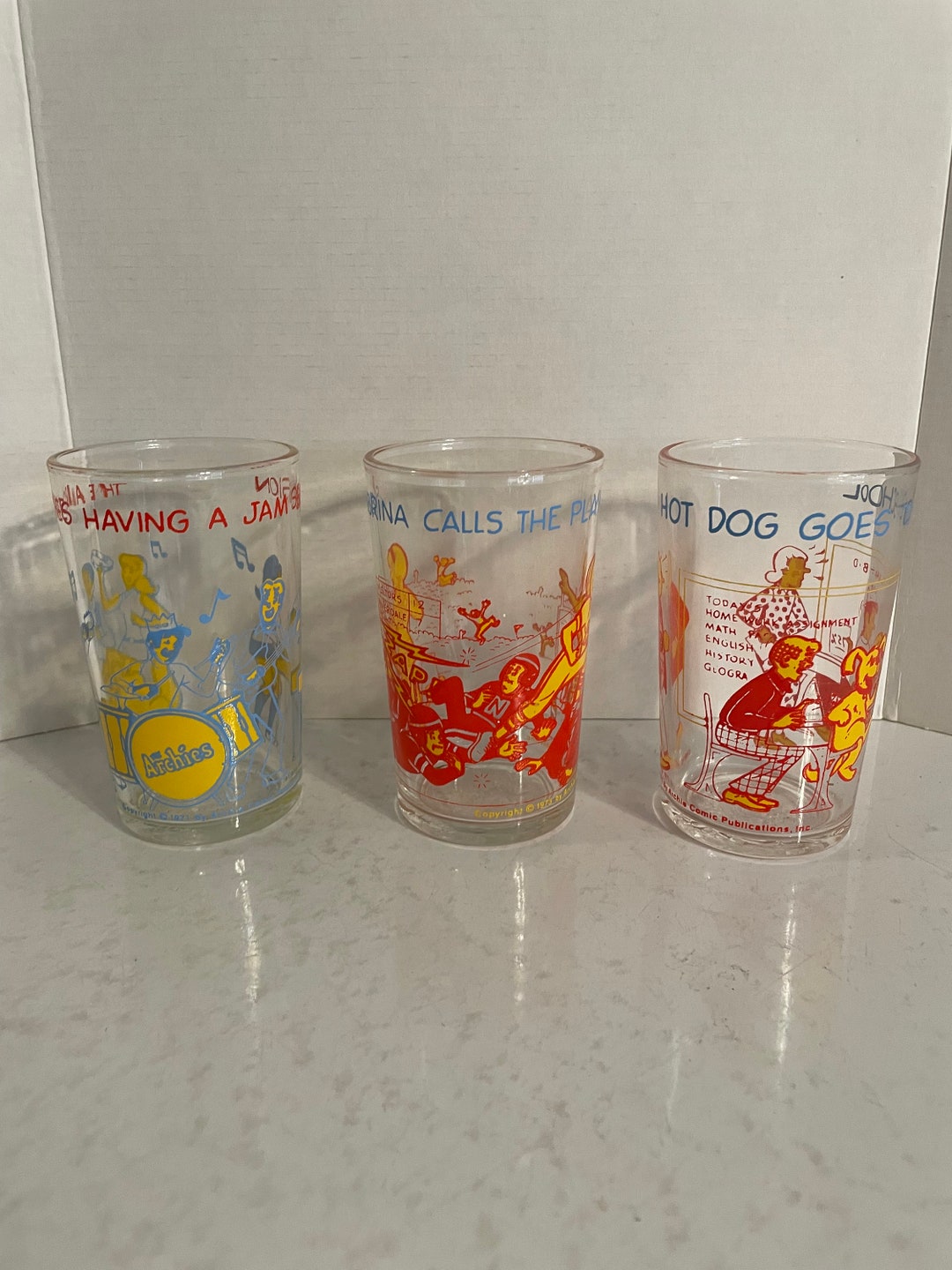 The Archie Comics Set of Three Juice Glasses 4-inch Tall Jughead and ...