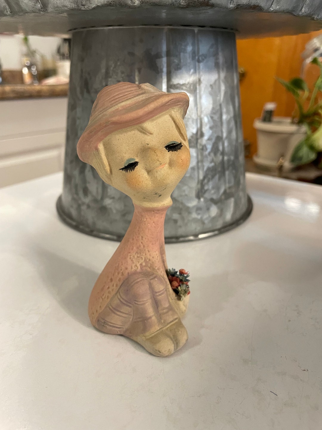 1960's UCTCI Poppet Trixie Girl in Ping With Basket of Flowers Japan - Etsy