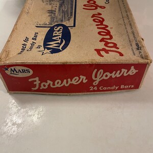 1958 Forever Yours Chocolate Candy Bar Display Box Top and Bottom ...