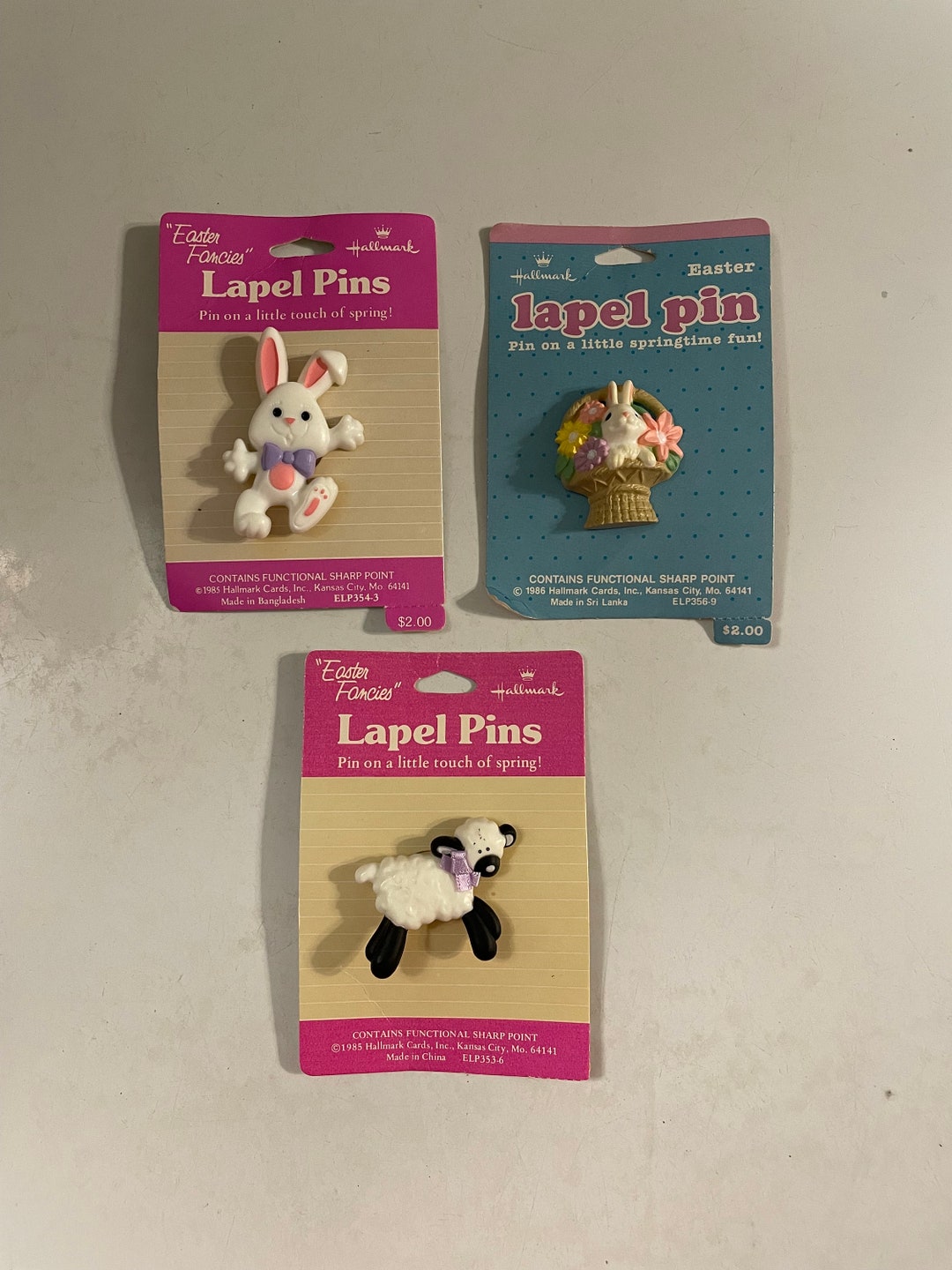 Hallmark Vintage Easter Lapel Pins Set of Three 1980's Easter Bunny ...