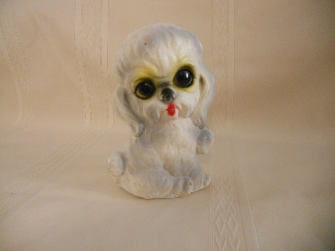 Vintage Smaller White Chalk Dog Chalkware Carnival Dog 6 Inch 1940's-50 ...