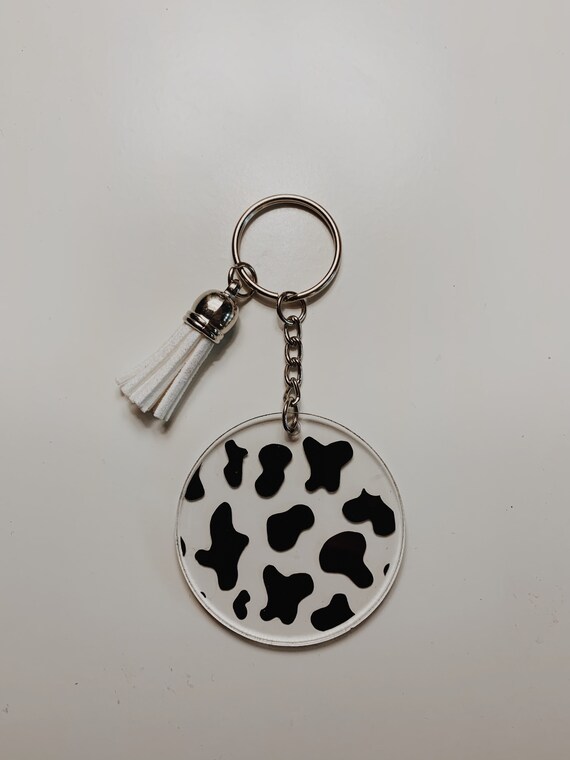 Cow Print Acrylic Keychain Personalized Keychain Gift Idea - Etsy