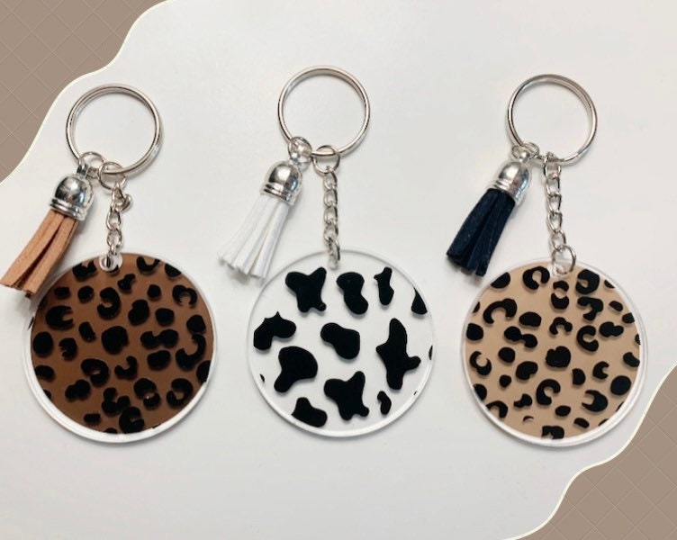 Cheetah Print Acrylic Keychain | Personalized Keychain | Gift Idea ...