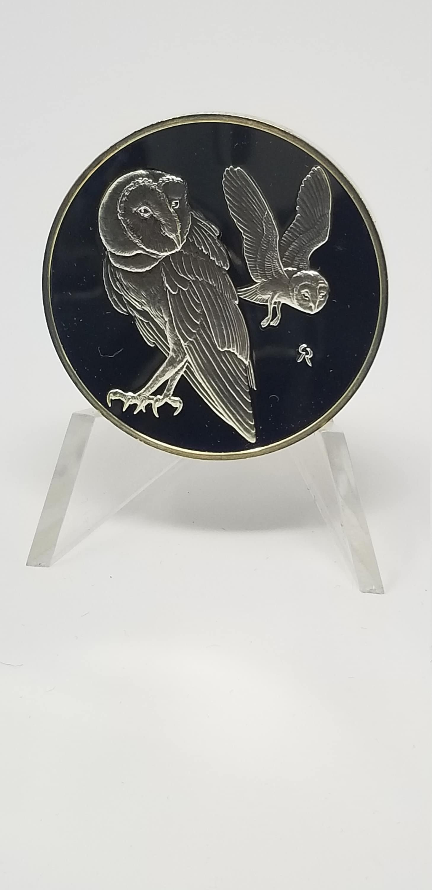 1971 Barn Owls - Franklin Mint, Roberts Bird Medals, No. 25: Barn Owls ...