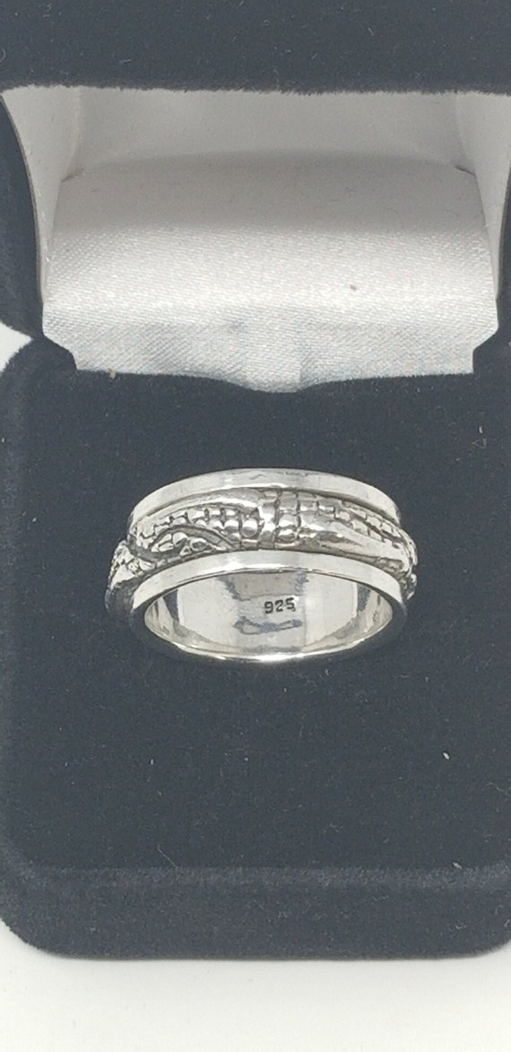 Silver Spinner Ring - Mens, 925 Silver, Steampunk - Gem