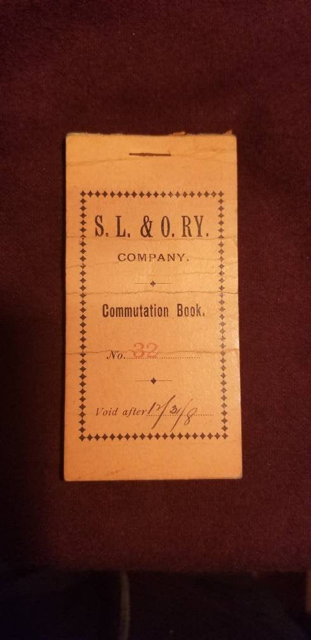 1898 Union Station Rail Road, Commutation Book: No 32 - Historic Train ...