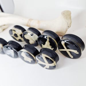 Goth Plugs and Bones, Ear Plugs, Resin Plugs, Bones Earrings, Ear ...