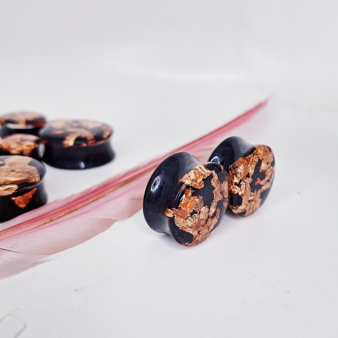 Rose Gold Plugs, Resin Plugs, Stretch, Plugs and Tunnels, Dark, Black ...