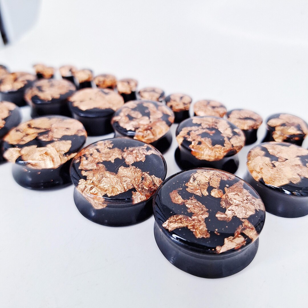 Rose Gold Plugs, Resin Plugs, Stretch, Plugs and Tunnels, Dark, Black ...