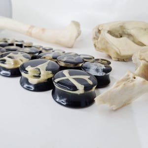 Goth Plugs and Bones, Ear Plugs, Resin Plugs, Bones Earrings, Ear ...