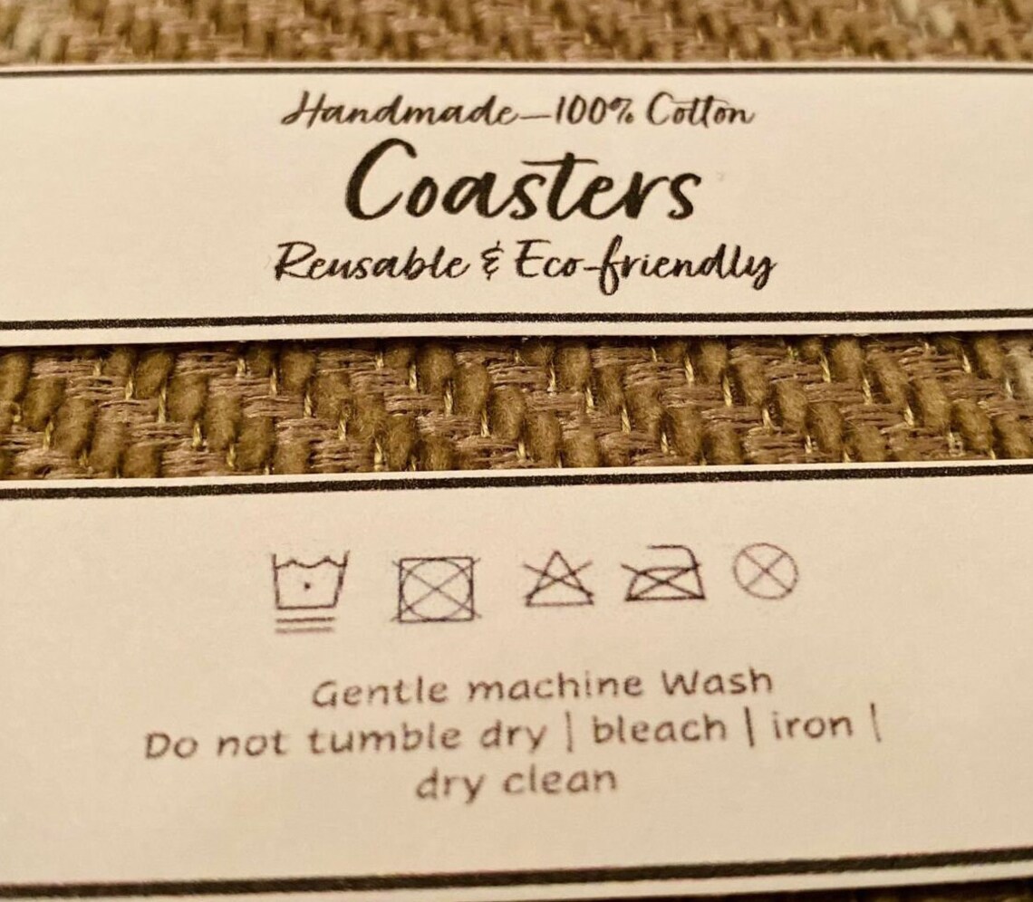 PRINTABLE Rectangle Coaster Wrap Labels, Handmade Crochet Knitting Tags ...