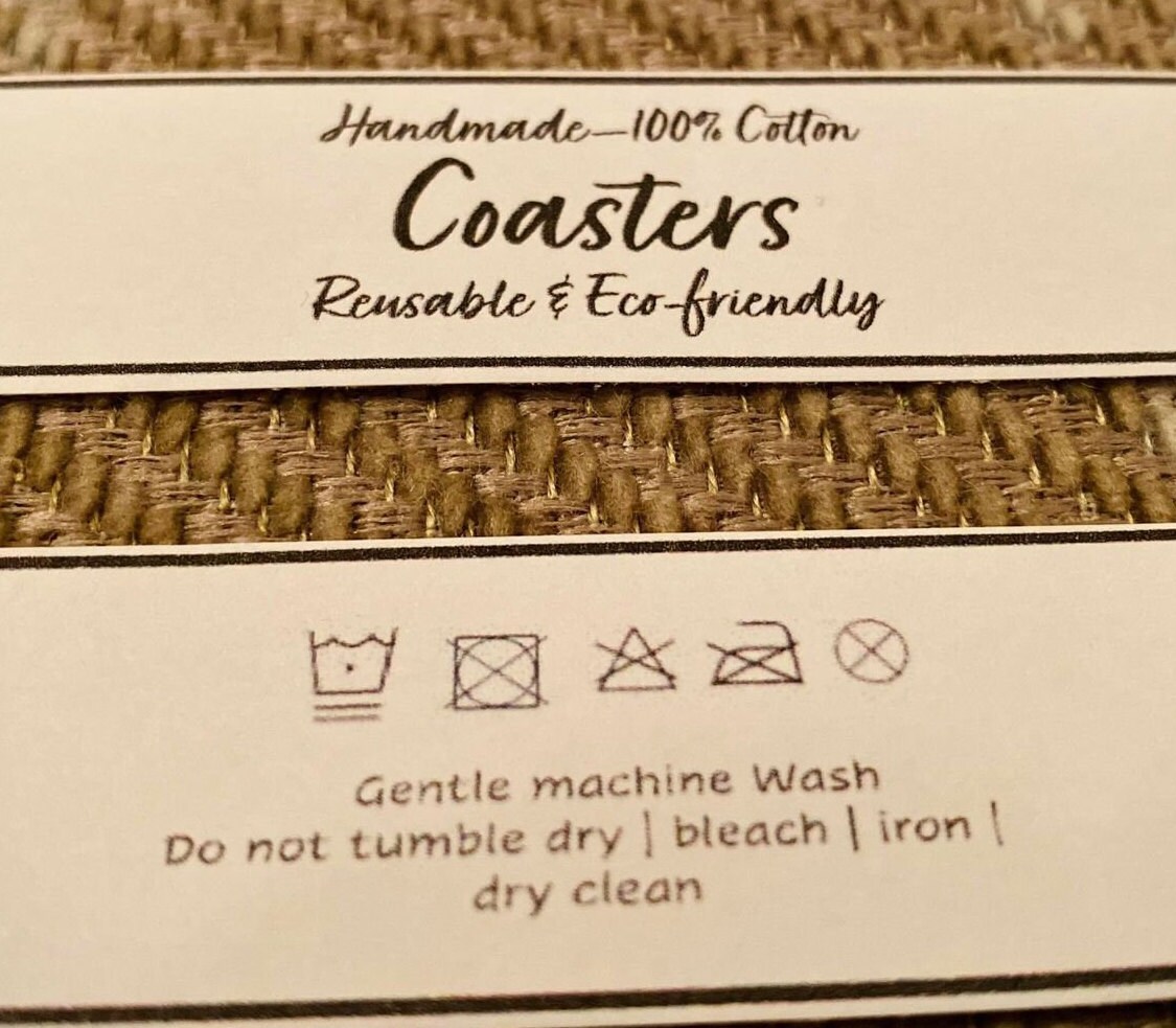 PRINTABLE Rectangle Coaster Wrap Labels, Handmade Crochet Knitting Tags ...