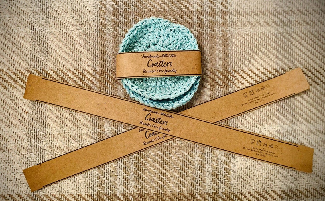 PRINTABLE Rectangle Coaster Wrap Labels, Handmade Crochet Knitting Tags ...