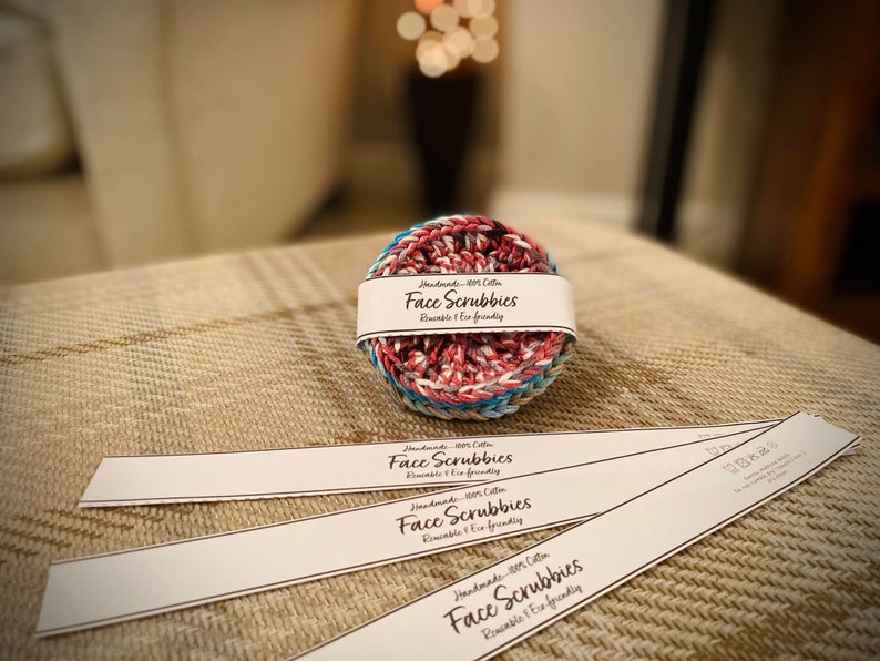 PRINTABLE Rectangle Face Scrubbies Wrap Labels, Handmade Crochet ...