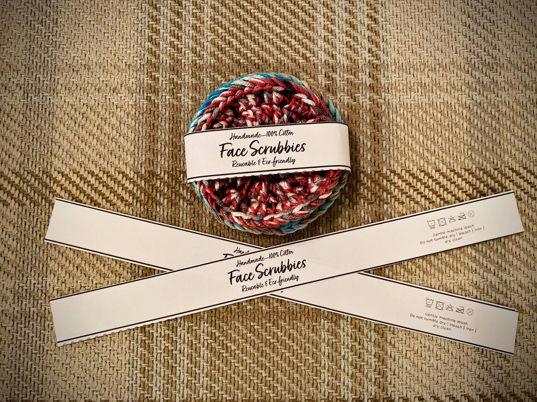PRINTABLE Rectangle Face Scrubbies Wrap Labels, Handmade Crochet ...