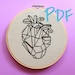 Geometric Heart Beginner Hand Embroidery Pattern PDF Digital Download ...
