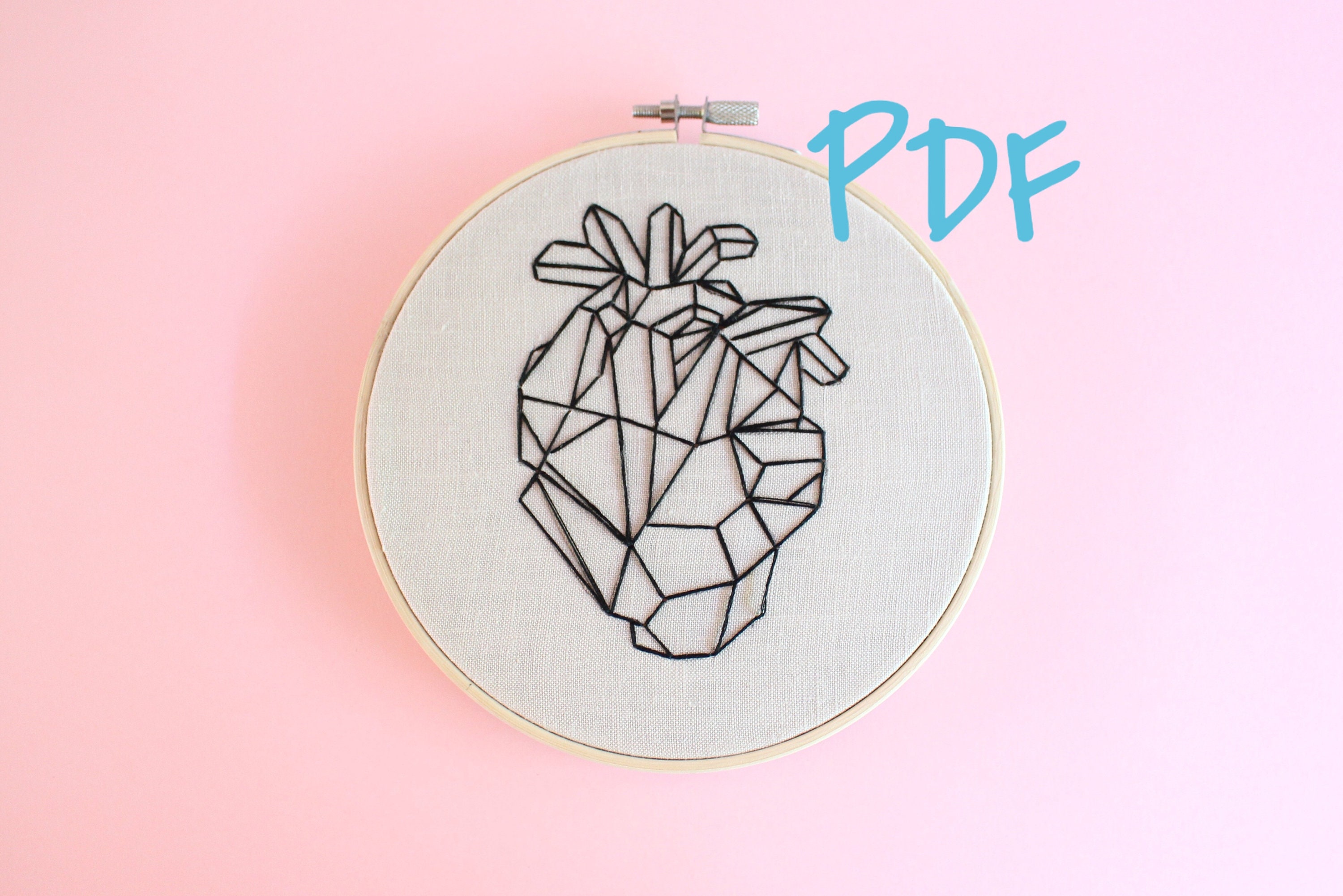 Geometric Heart Beginner Hand Embroidery Pattern PDF Digital Download ...