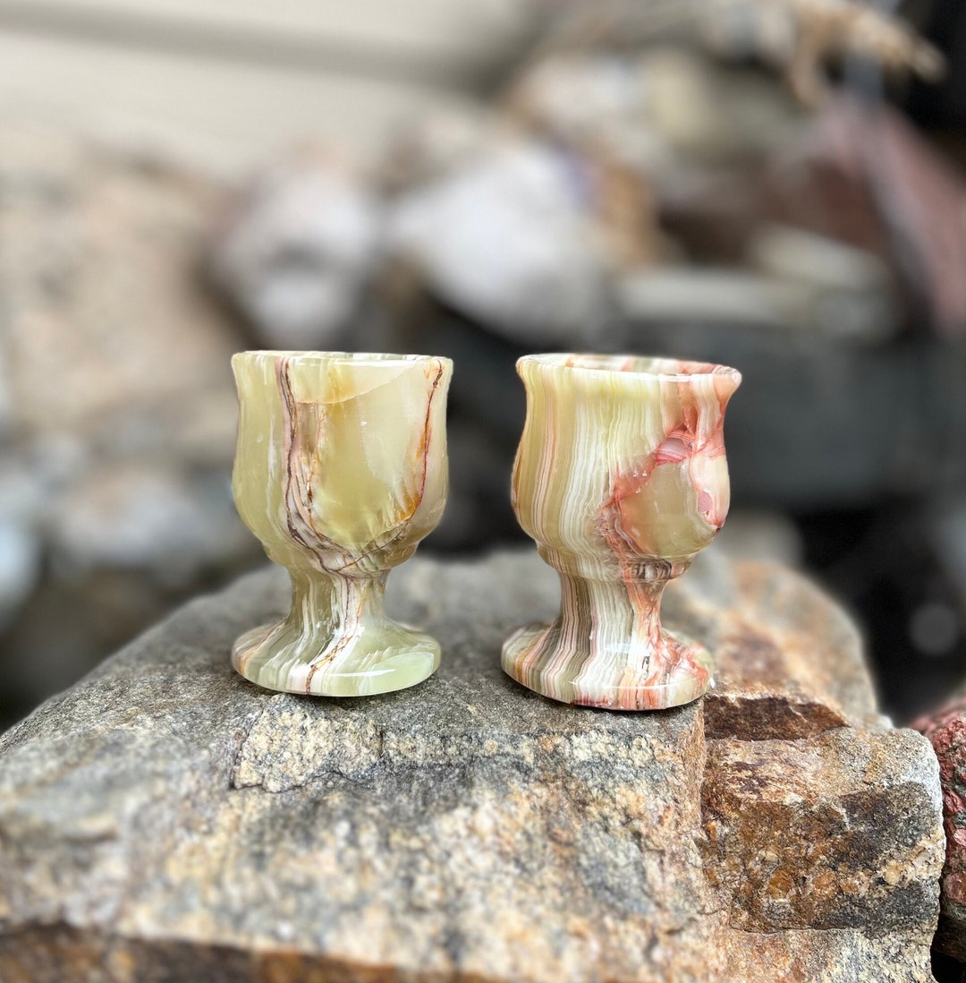 Handmade Vintage Natural Onyx Stone Whisky Shot Glasses - Sherry Goblet ...