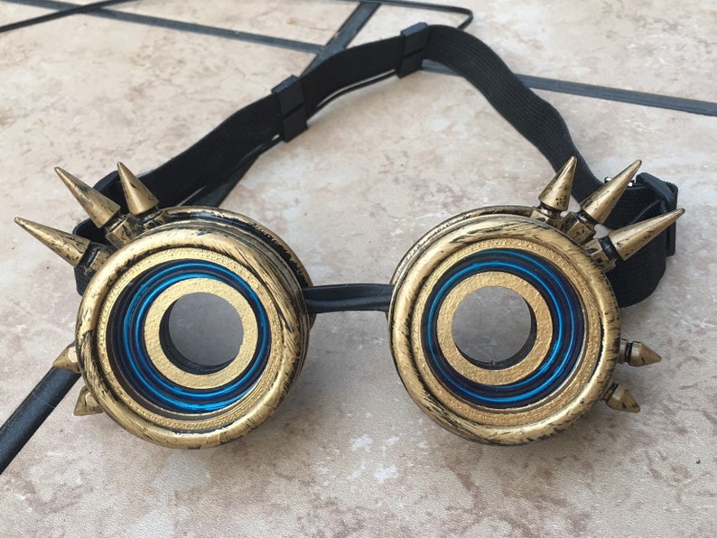 Glowing Steampunk Goggles / Gold Spikey Light up Cyberpunk X-ray ...
