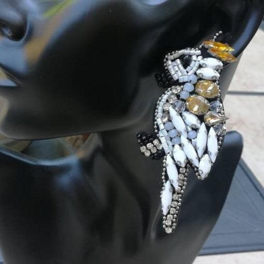 Cute Funky Crystal Parrot Bird Drop Earrings - Multicolored ...