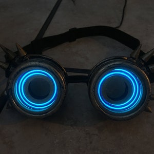 Glowing Steampunk Goggles / Gold Spikey Light up Cyberpunk X-ray ...