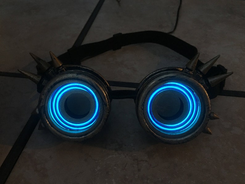 Glowing Steampunk Goggles / Gold Spikey Light up Cyberpunk X-ray ...