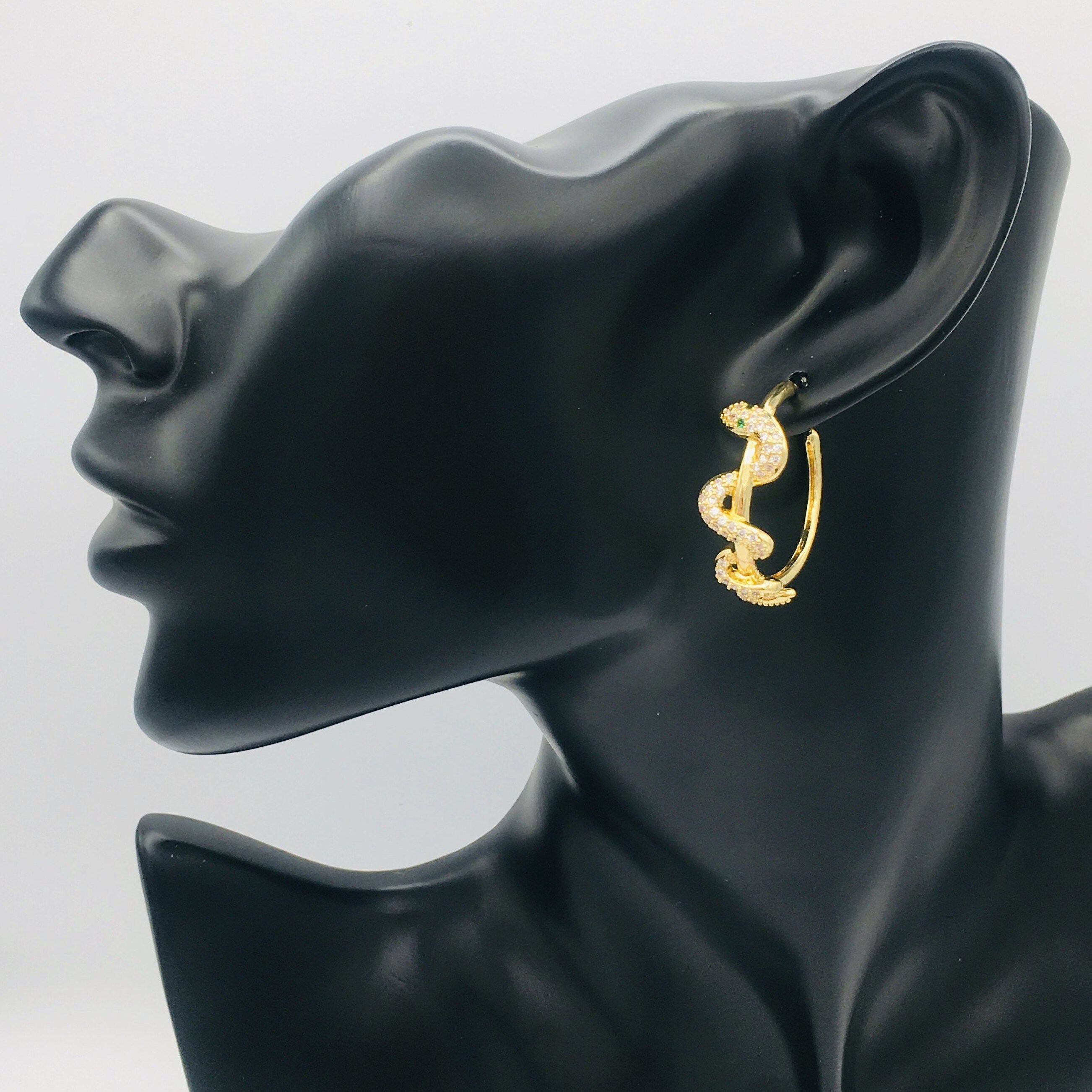 Victorian Gold Snake Hoop Earrings Serpent Huggie Hoops With - Etsy