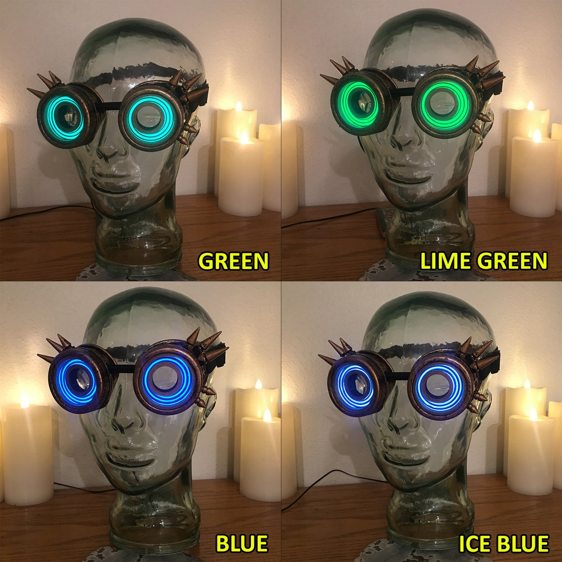 Glowing Steampunk Goggles / Gold Spikey Light Up Cyberpunk | Etsy
