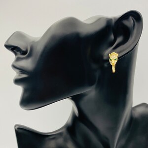 Gold Jaguar Hoop Earrings With Emerald Eyes | Leopard, Tiger, Puma ...