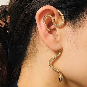 Vintage Snake Earcuff Earwrap - Gold / Bohemian Golden Serpent Ear Cuff ...