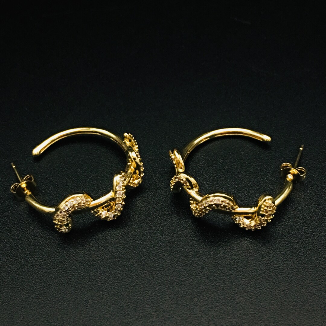 Victorian Gold Snake Hoop Earrings Serpent Huggie Hoops With Emerald ...