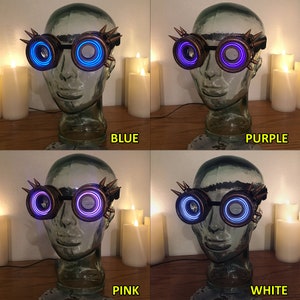 Glowing Steampunk Goggles / Gold Spikey Light up Cyberpunk X-ray ...