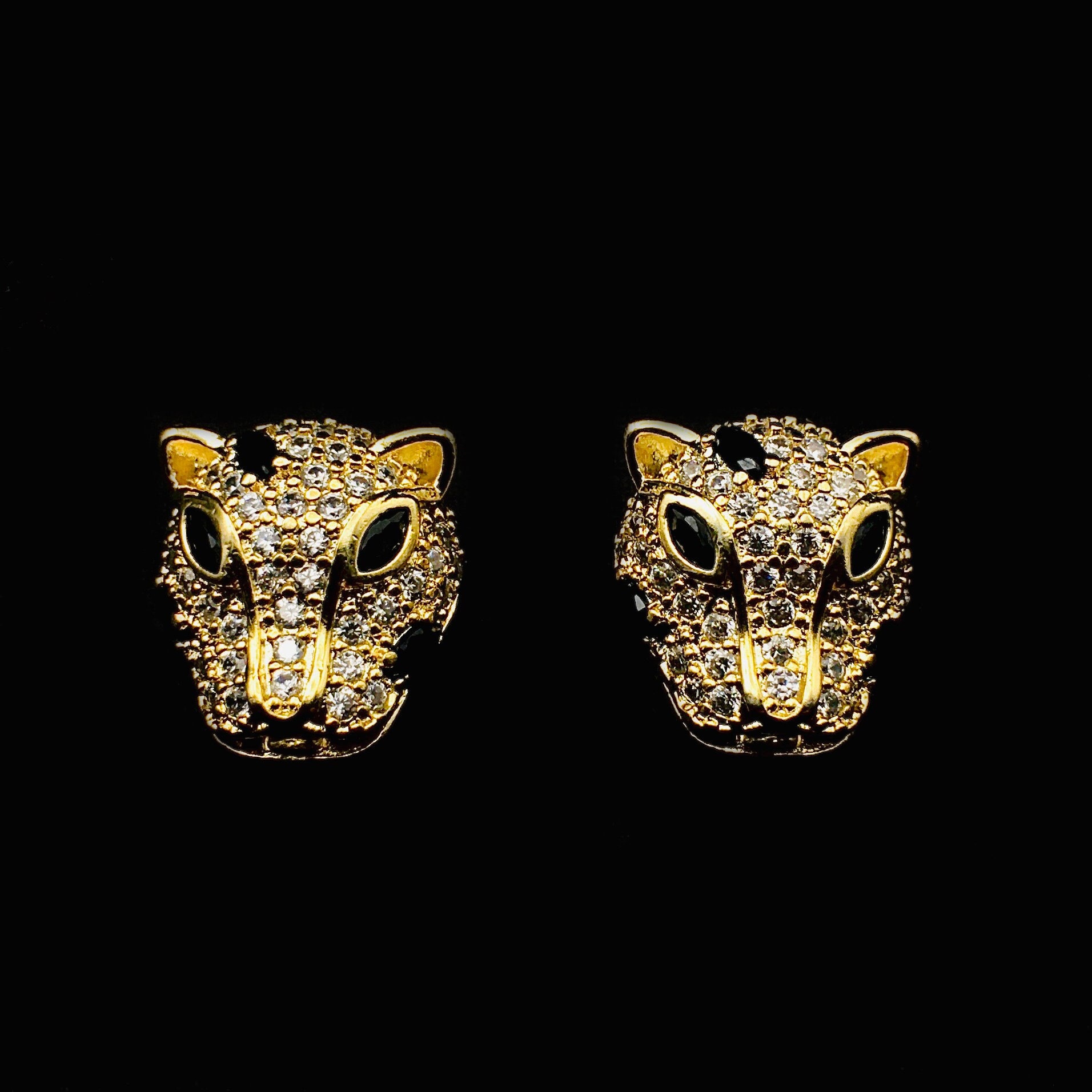Golden Panther Stud Earrings | Animal Jewelry With Diamonds | Boho ...