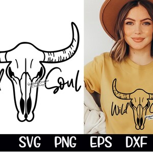 Wild Soul Svg Boho Cow Skull Western Longhorn Skull Png Sublimation ...