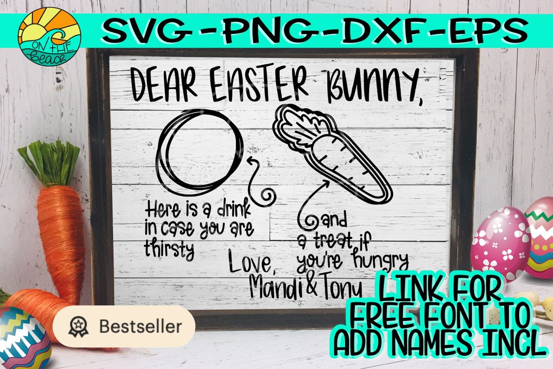 FREE Font Link Incl, Dear Easter Bunny, Dear Bunny Tray Svg, Easter ...