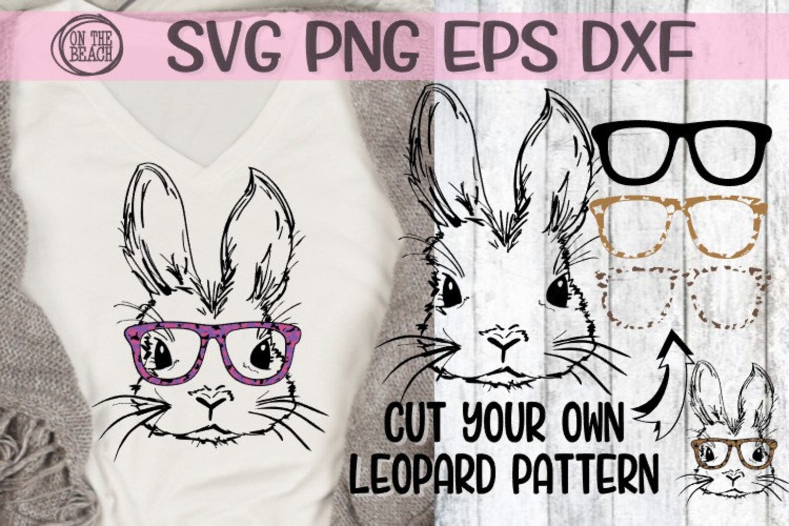 Osterhase mit Brille, geschnittenes Leopardenmuster, Hase mit Brille, Hase mit Brille svg ...