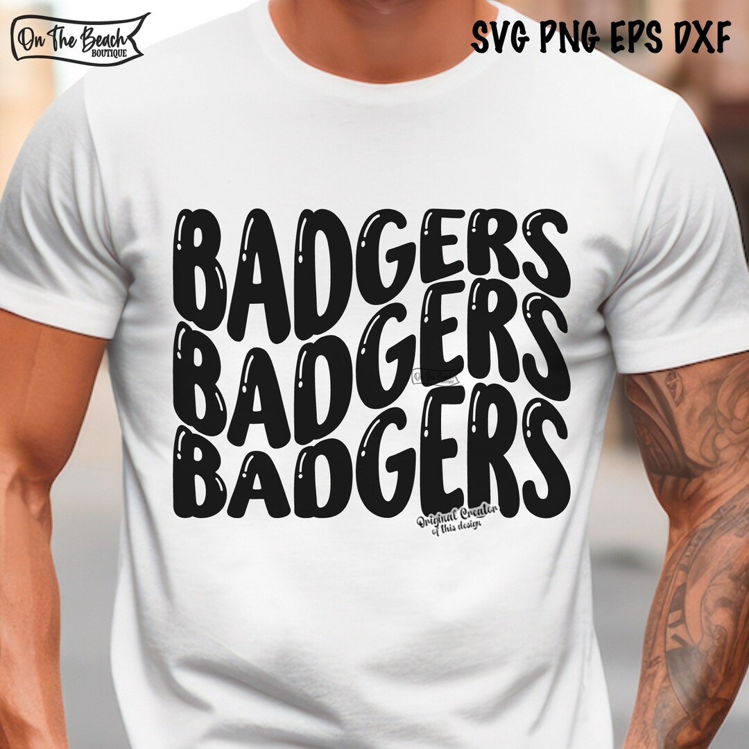 Badgers SVG, Badgers Wavy Stacked Svg, Go Badgers Svg, Badgers Team Svg ...