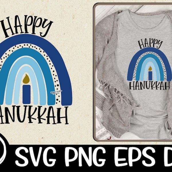 Happy Hanukkah Rainbow Svg - Etsy