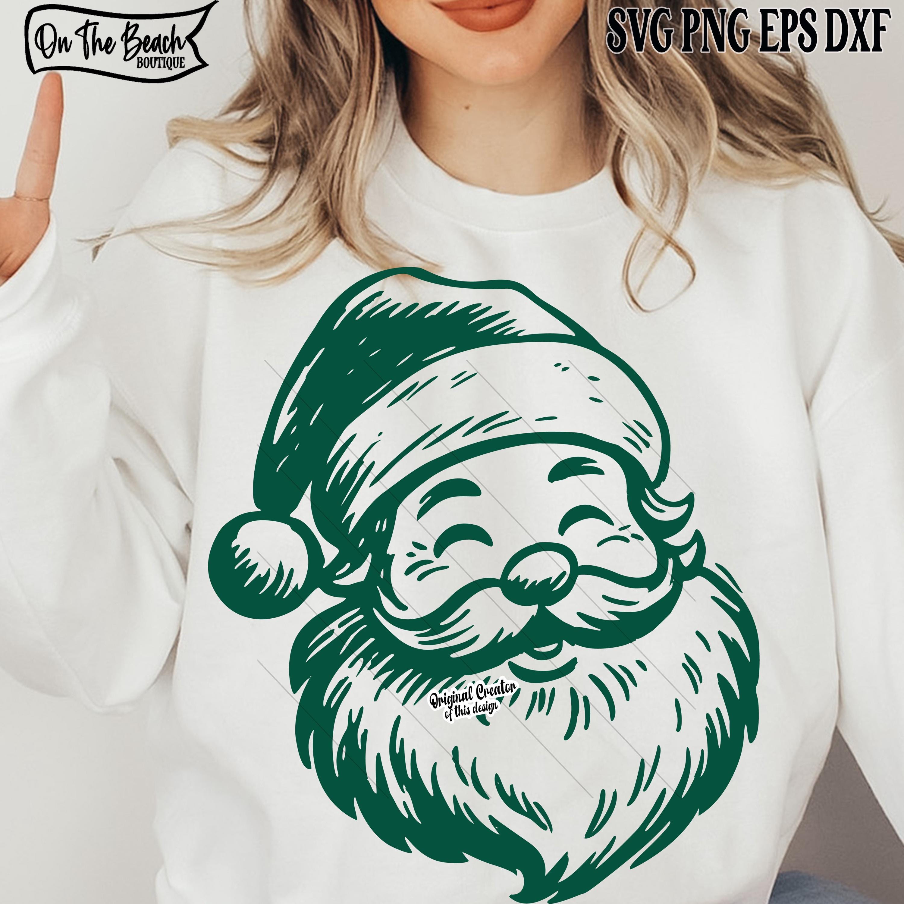 Hand Drawn Santa SVG PNG Santa Claus Sublimation DTF Design Cute Retro ...
