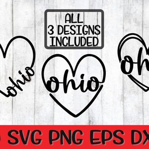 Ohio, Ohio Svg, Ohio Heart, Ohio Heart Svg, Ohio Love, Ohio Love Svg ...