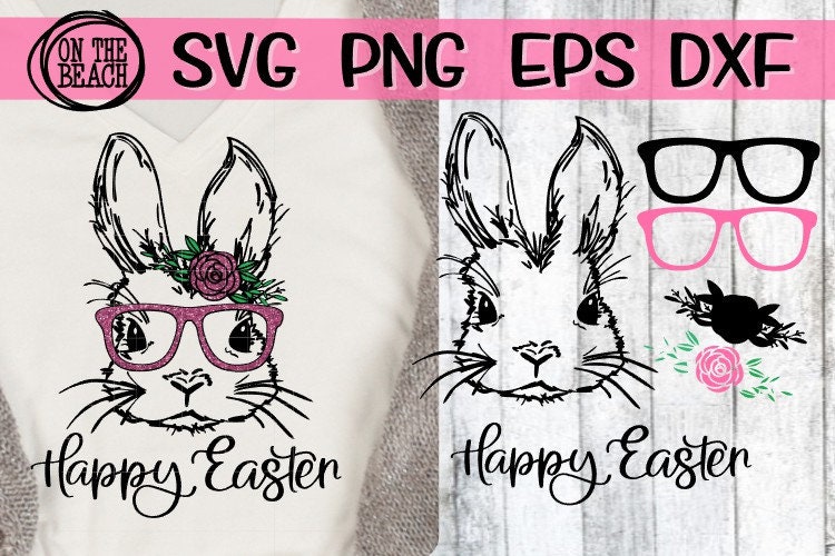 Happy Easter Easter Bunny With Glasses Bunny With Glasses | Etsy