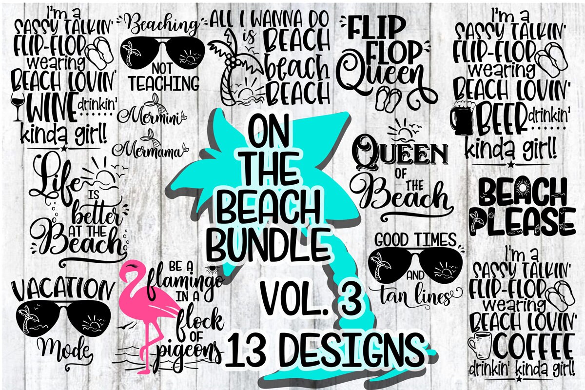 BEACH BUNDLE 13 Designs Vol. 3 Flip Flops Beach Beer | Etsy