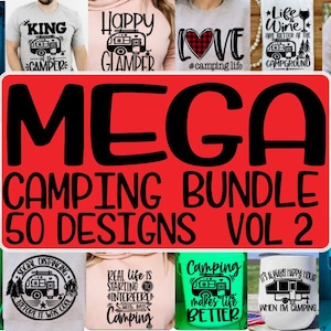 MEGA Camping Bundle - Vol 2 -50 Designs, Camping Bucket, Camping Bucket ...