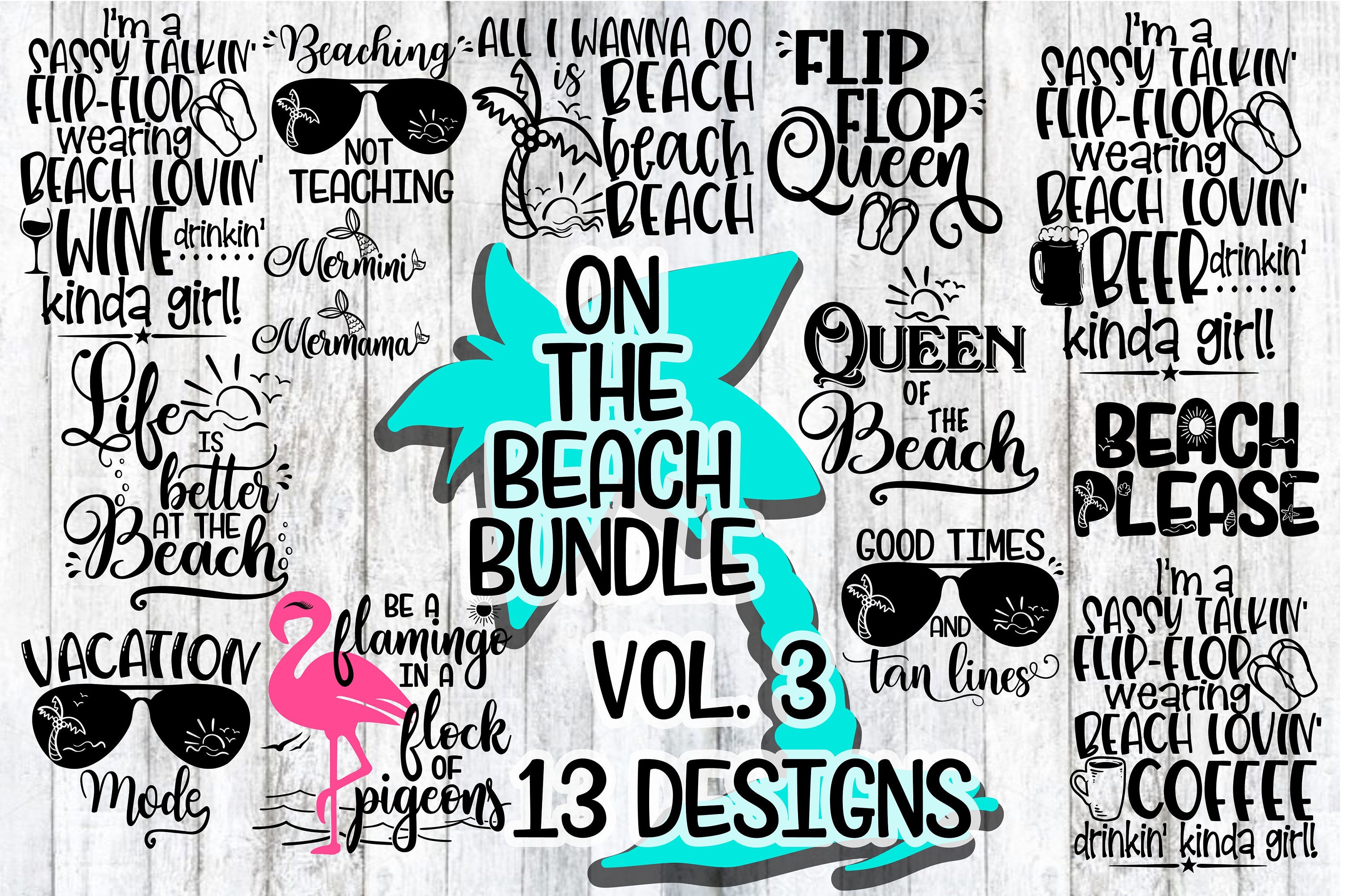 BEACH BUNDLE 13 Designs Vol. 3 Flip Flops Beach Beer | Etsy