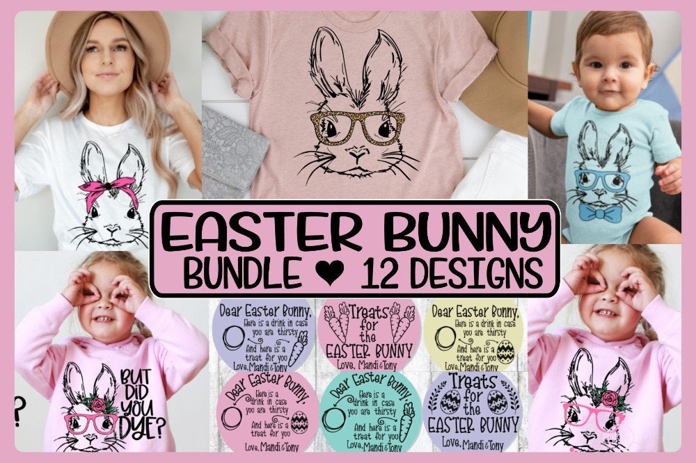 Easter Bunny Bundle 12 Designs Bunny Glasses Svg Bunny With | Etsy