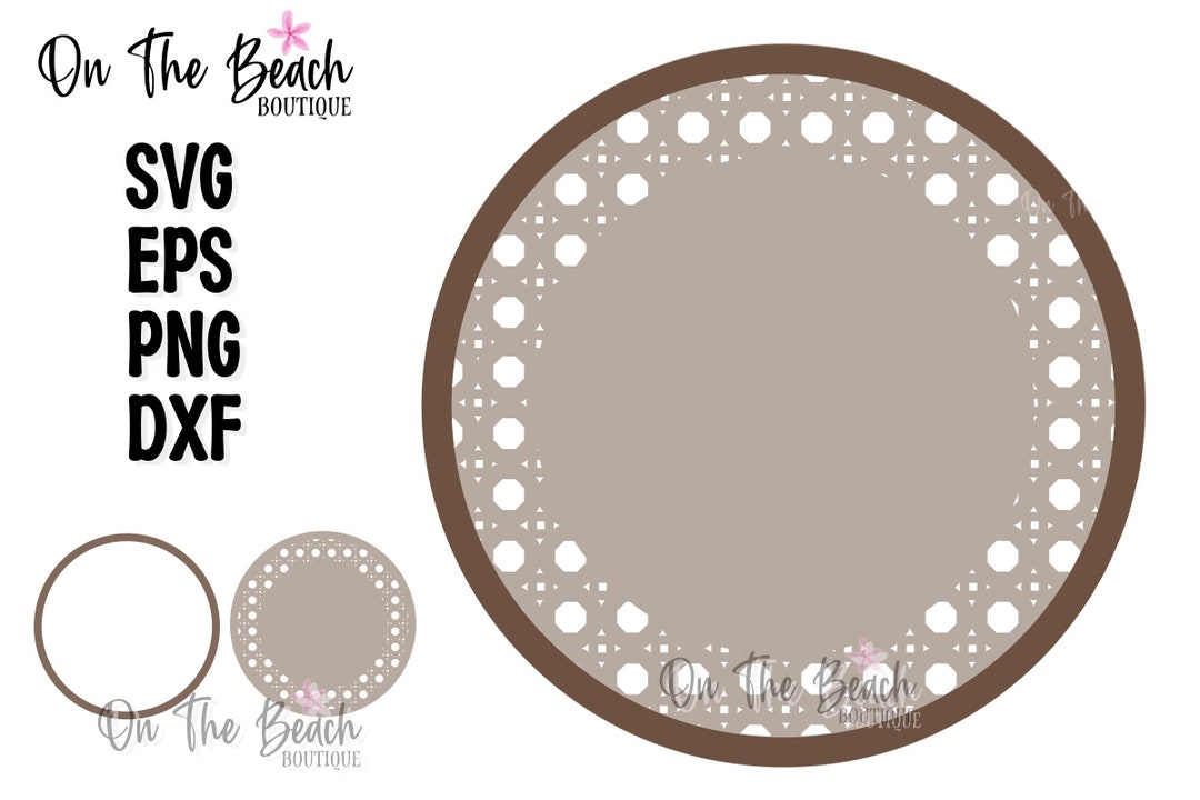Rattan Pattern Round Sign SVG Template Glowforge Basket Weave Svg ...